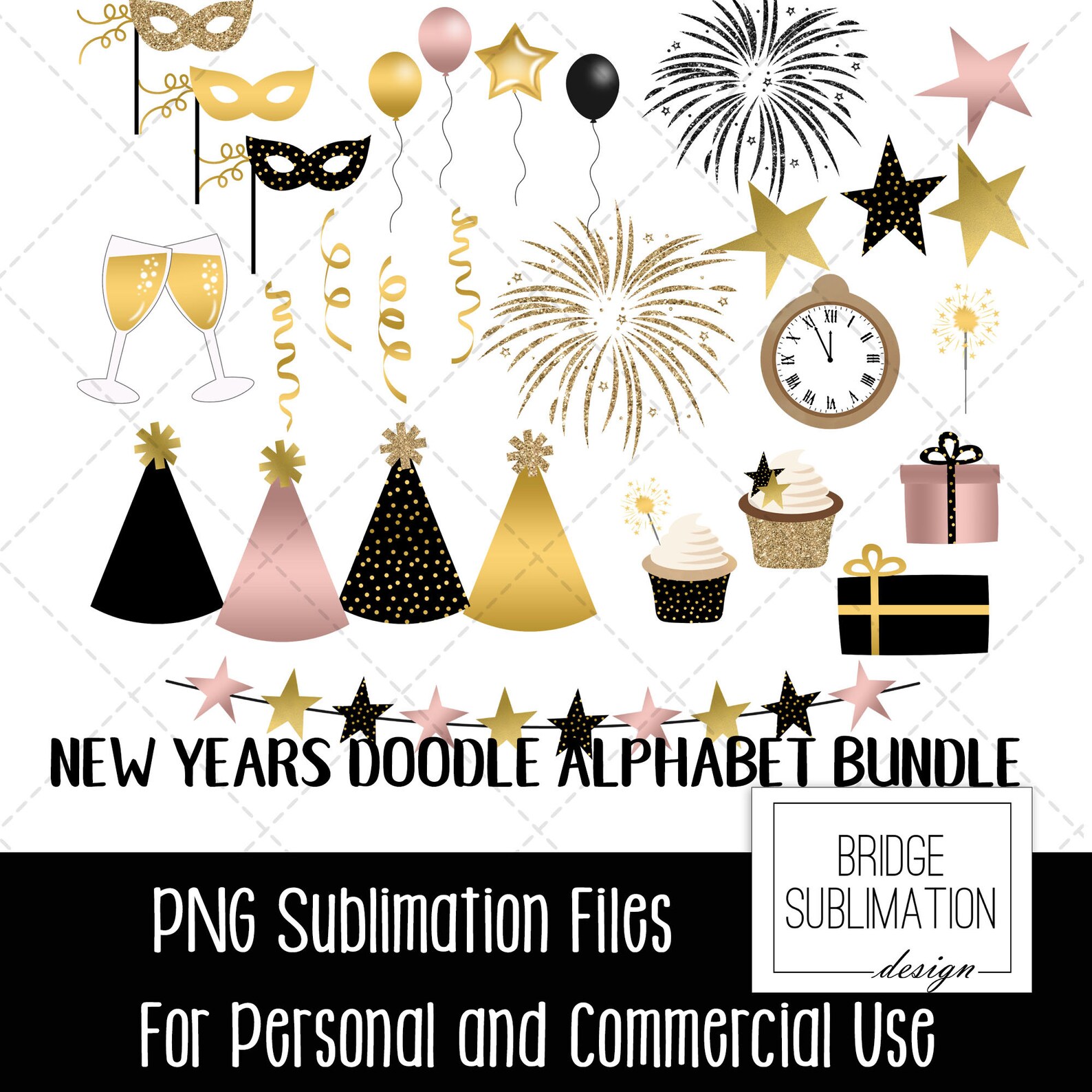 New Year's Alphabet PNG New Years PNG Letters Numbers & - Etsy