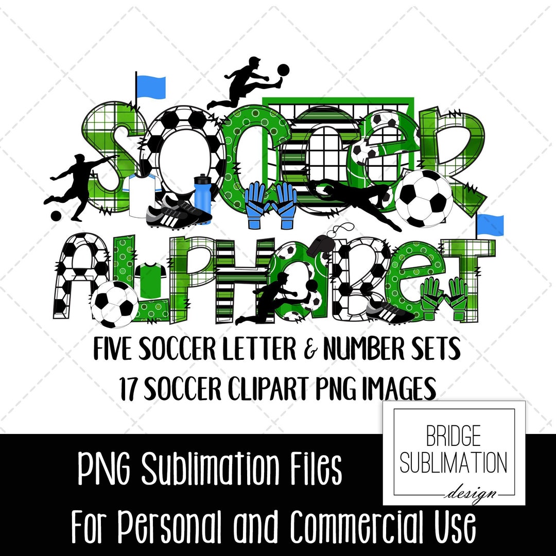 Soccer Doodle Alphabet Bundle Soccer PNG Letters Numbers & - Etsy