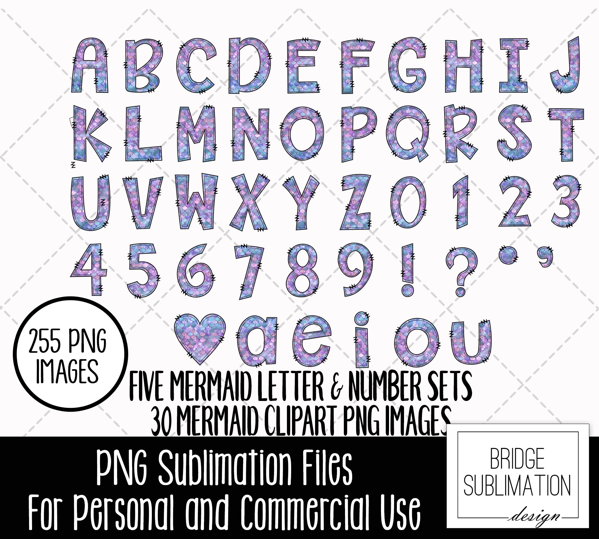 Mermaid Doodle Alphabet Bundle Mermaid PNG Letters Numbers - Etsy
