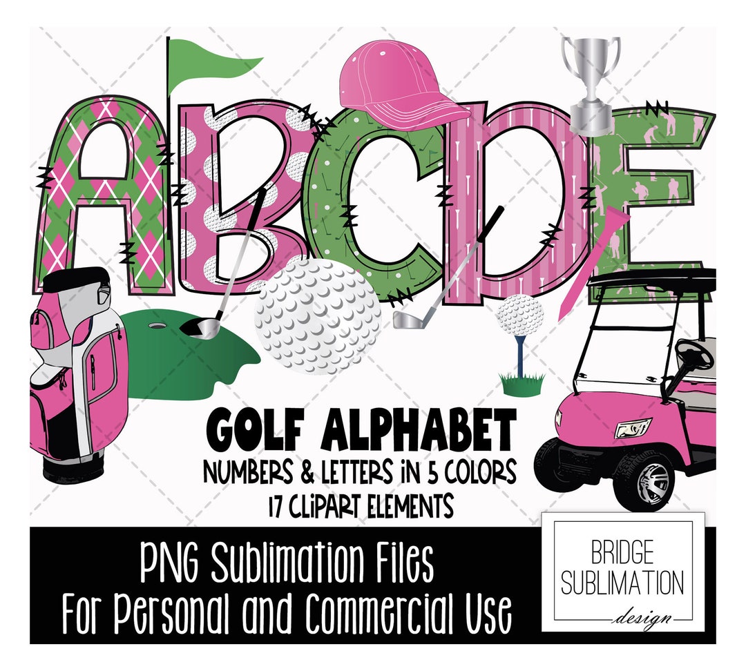 Golf Doodle Alphabet Bundle, Golf PNG Letters, Numbers & Accessories ...