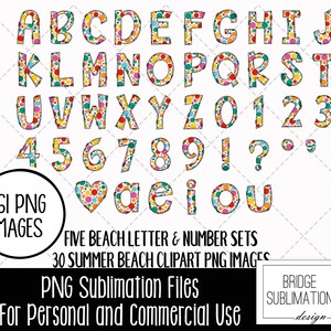 Beach Doodle Alphabet Bundle, Summer PNG Letters, Numbers & Accessories ...