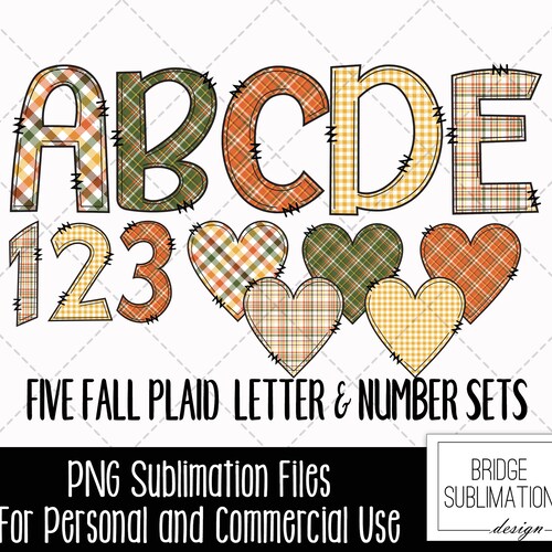 Thanksgiving Sublimation Fall Alphabet PNG Bundle Plaid - Etsy