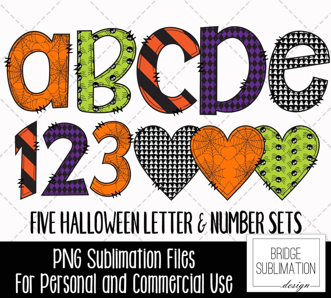 Halloween Doodle Letters Bundle, Halloween Font PNG, Halloween Alphabet ...