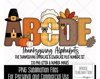 Thanksgiving Sublimation Fall Alphabet PNG Bundle Plaid - Etsy