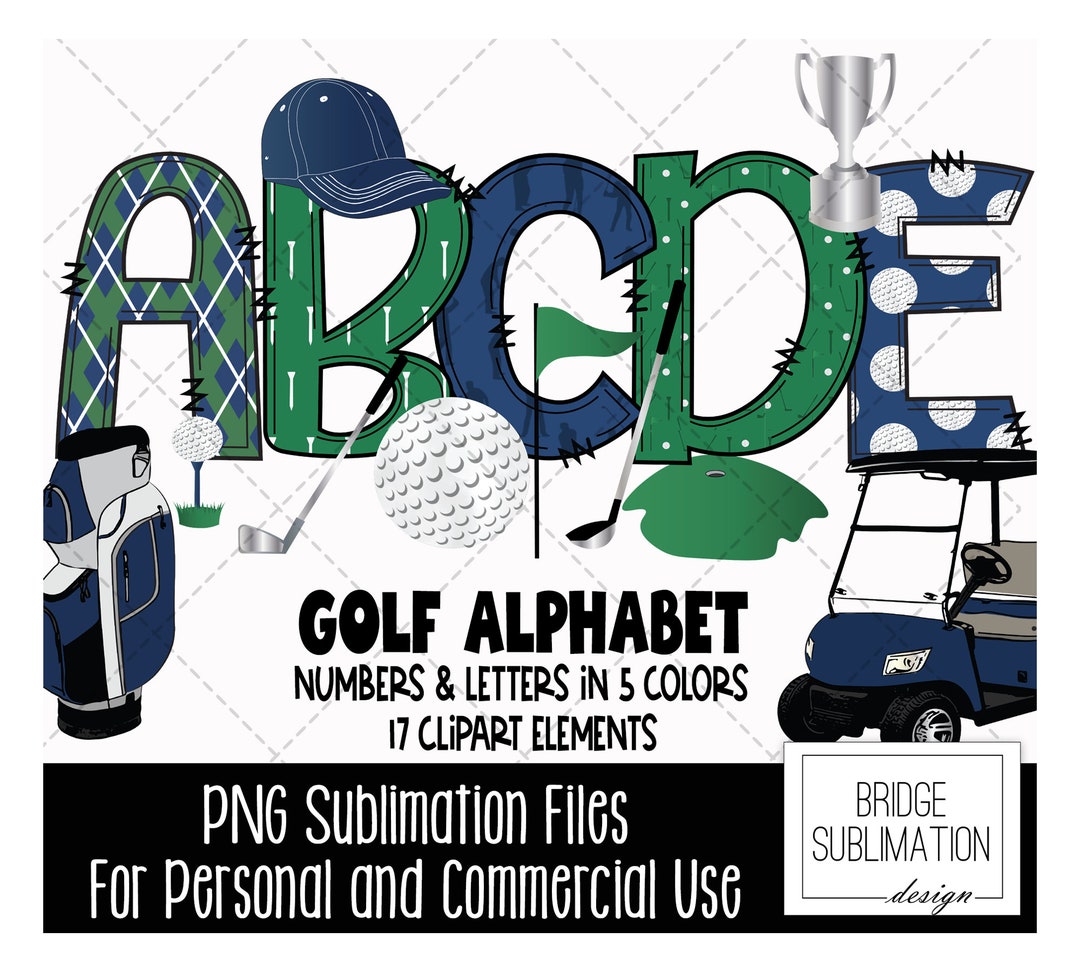 Golf Doodle Alphabet Bundle, Golf PNG Letters, Numbers & Accessories ...