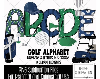 Golf Alphabet Letters PNG Bundle 67 PNG Golf Doodle Alphabets and ...