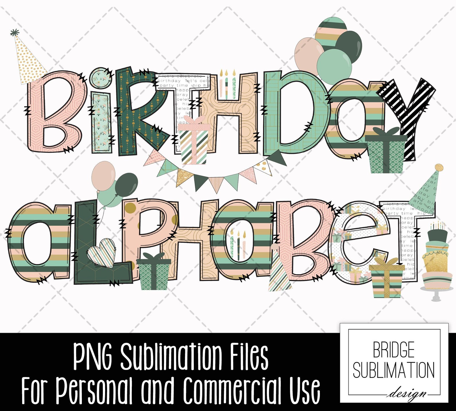 Birthday Doodle Alphabet Bundle Birthday PNG Letters Numbers | Etsy