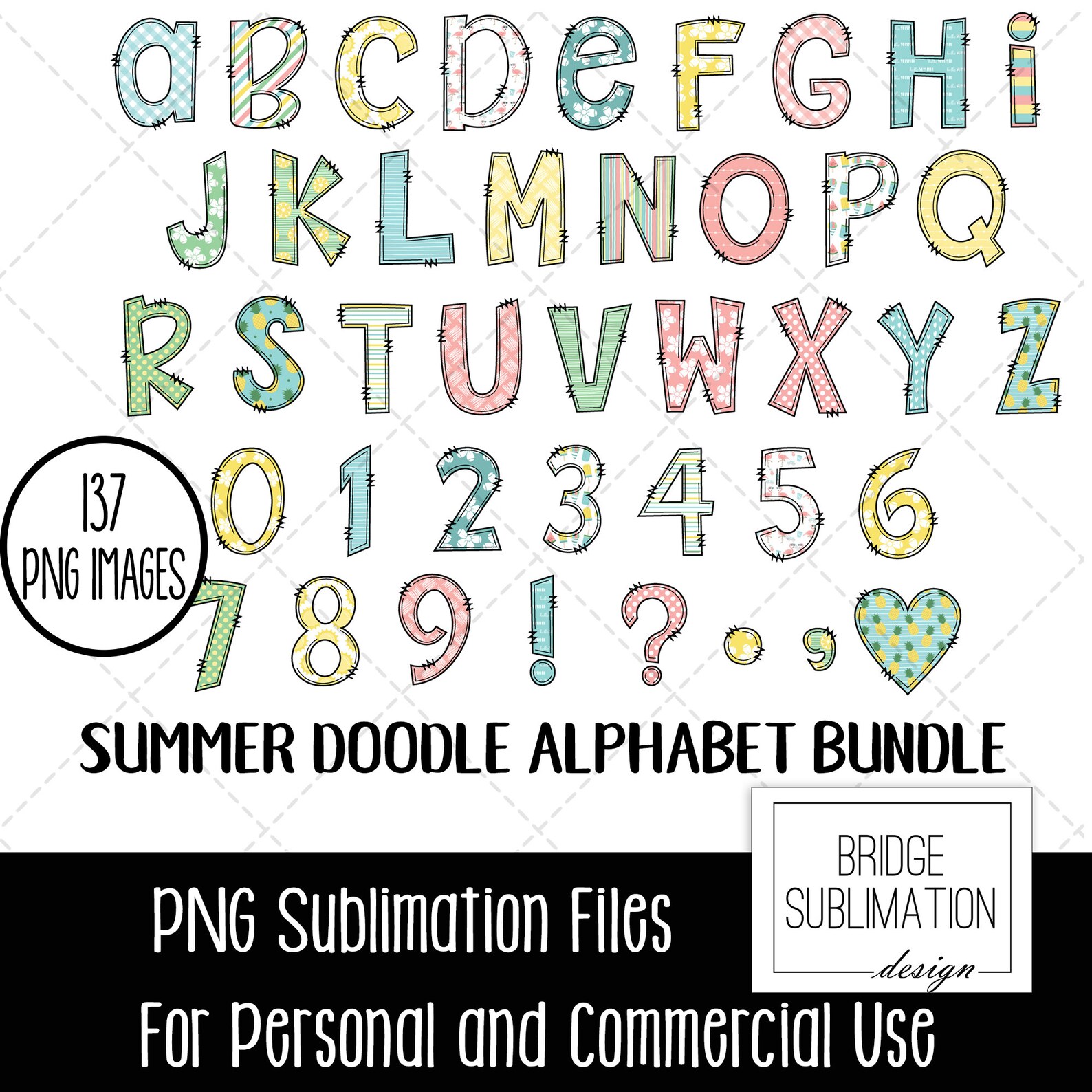 Summer Doodle Alphabet Bundle Summer PNG Letters Numbers & - Etsy