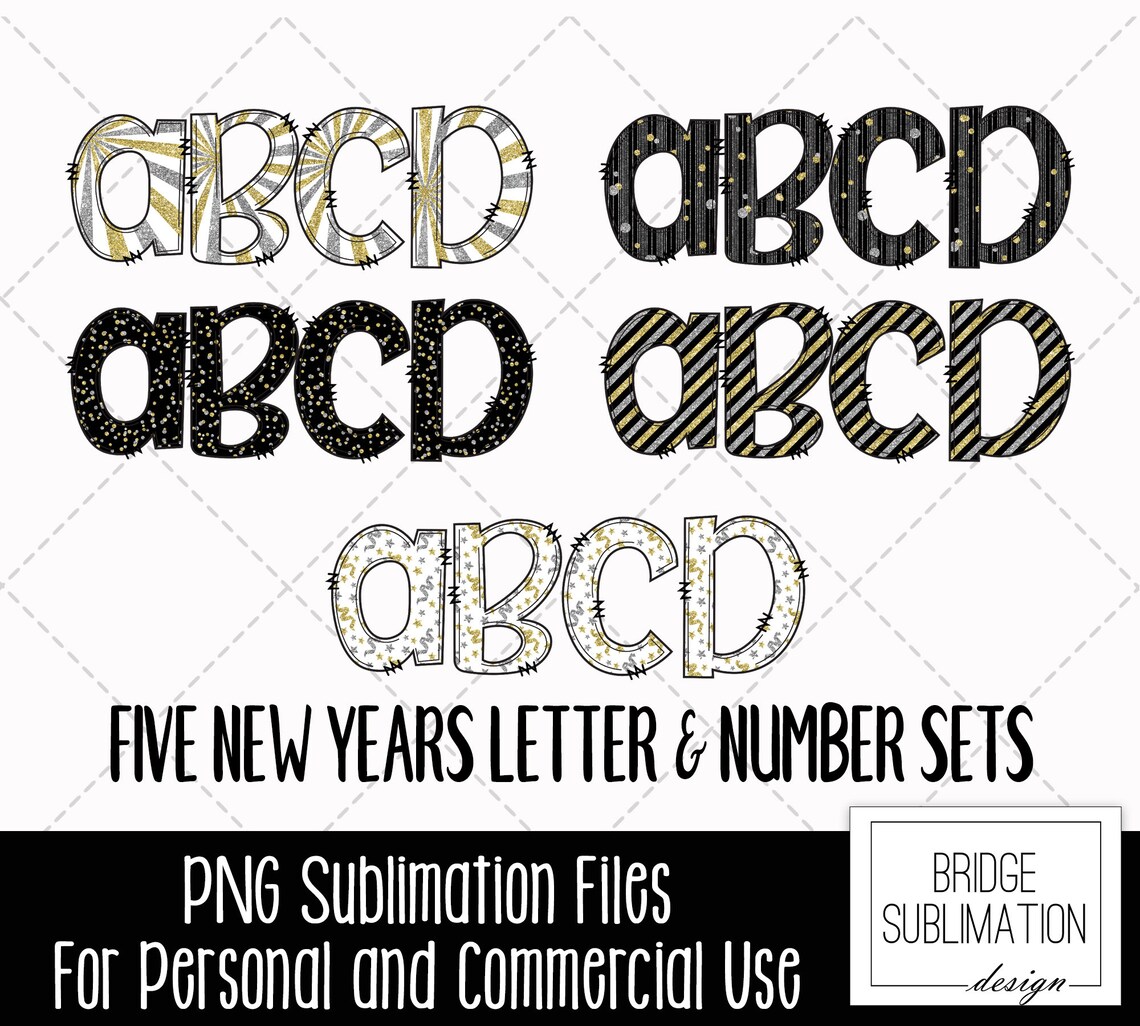 New Year's Alphabet PNG New Years PNG Letters Numbers & - Etsy