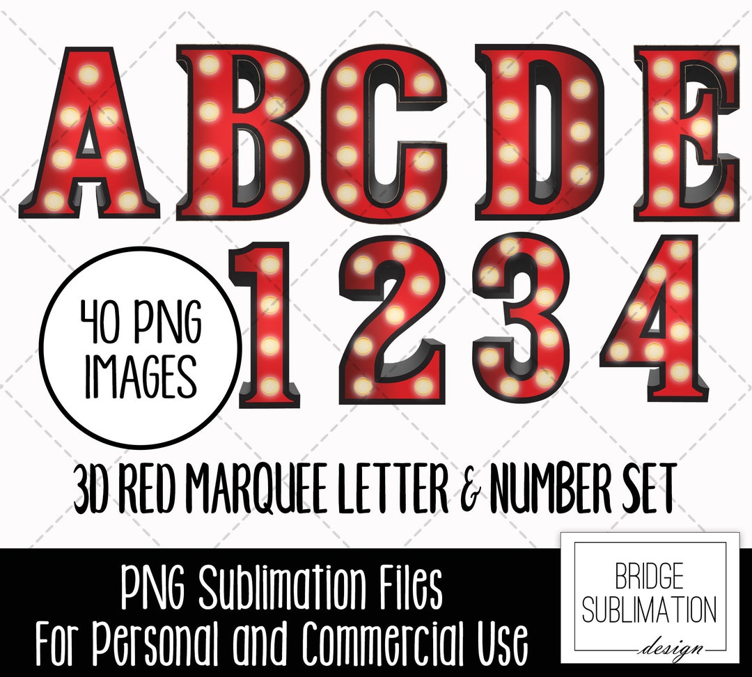 3D Red Marquee Letters, Marquee Letters & Numbers, Red Marquee ...