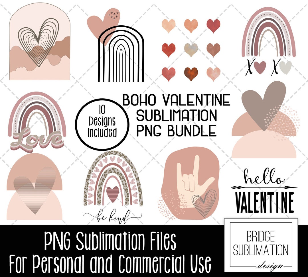 Boho Valentine PNG Bundle, Valentine Sublimation Design Bundle, Boho ...