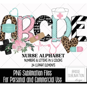 Nurse Doodle Alphabet Bundle, Nurse PNG Letters, Numbers & Accessories ...