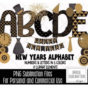 New Year's Alphabet PNG, New Years PNG Letters, Numbers & Accessories ...