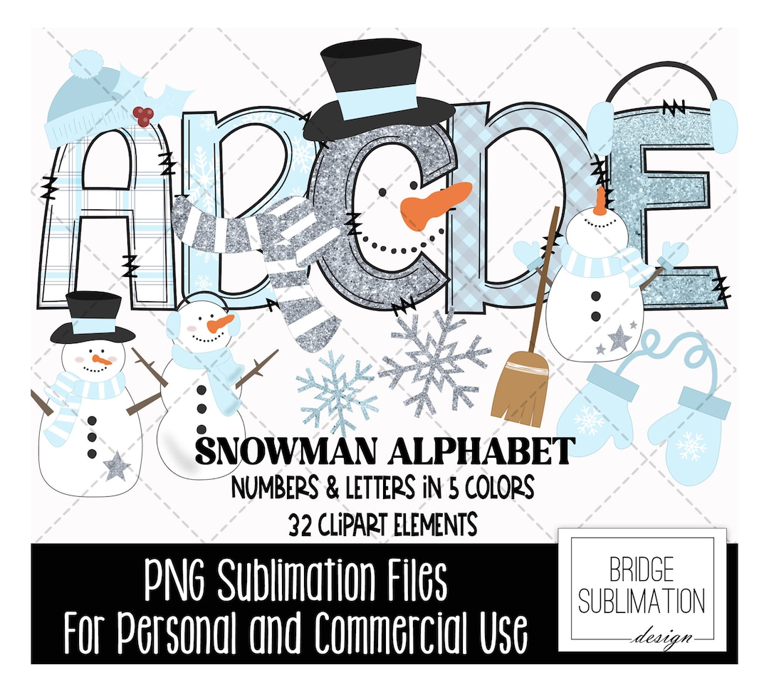 Snowman Alphabet PNG, Snowman PNG Letters, Numbers & Accessories ...