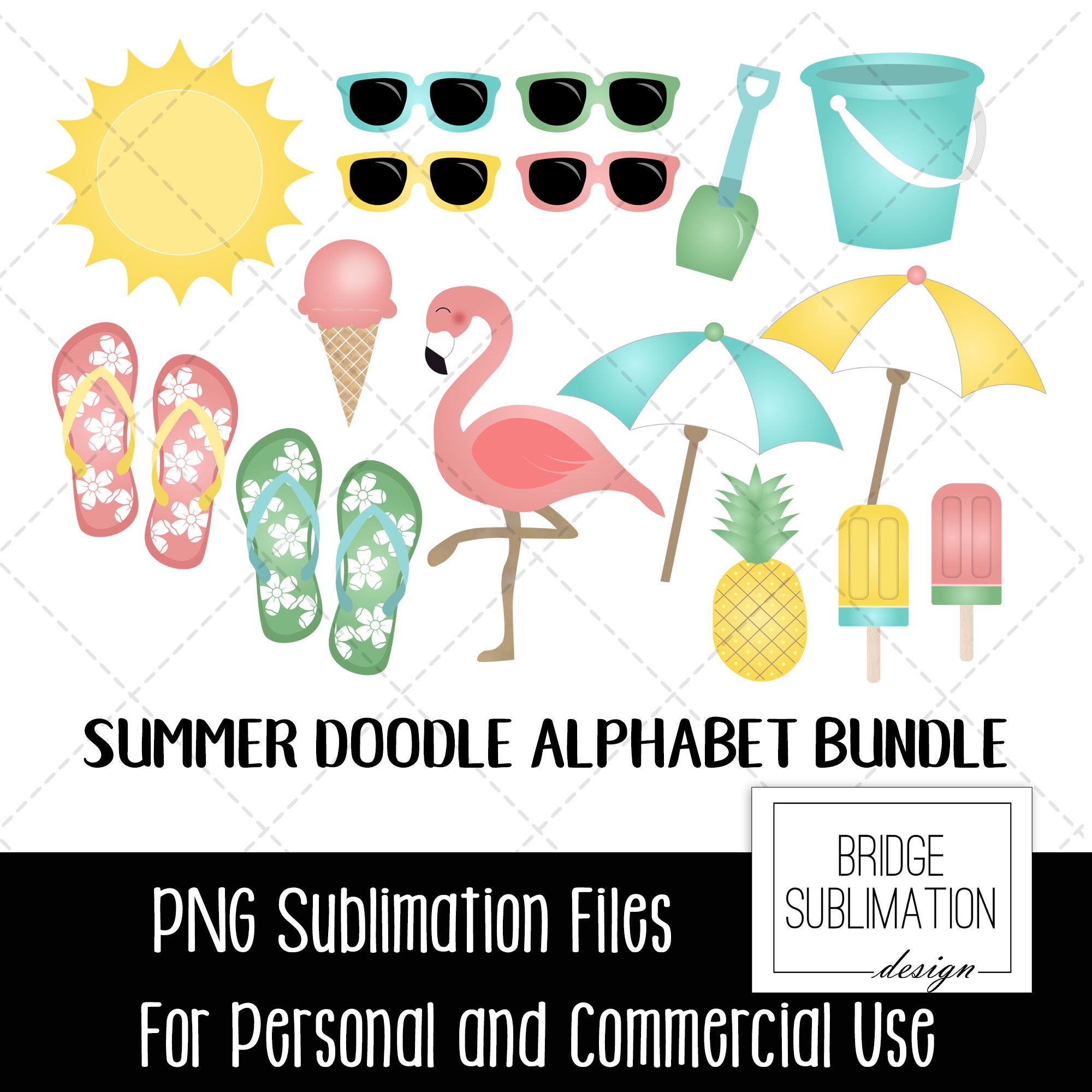 Summer Doodle Alphabet Bundle Summer PNG Letters Numbers & - Etsy