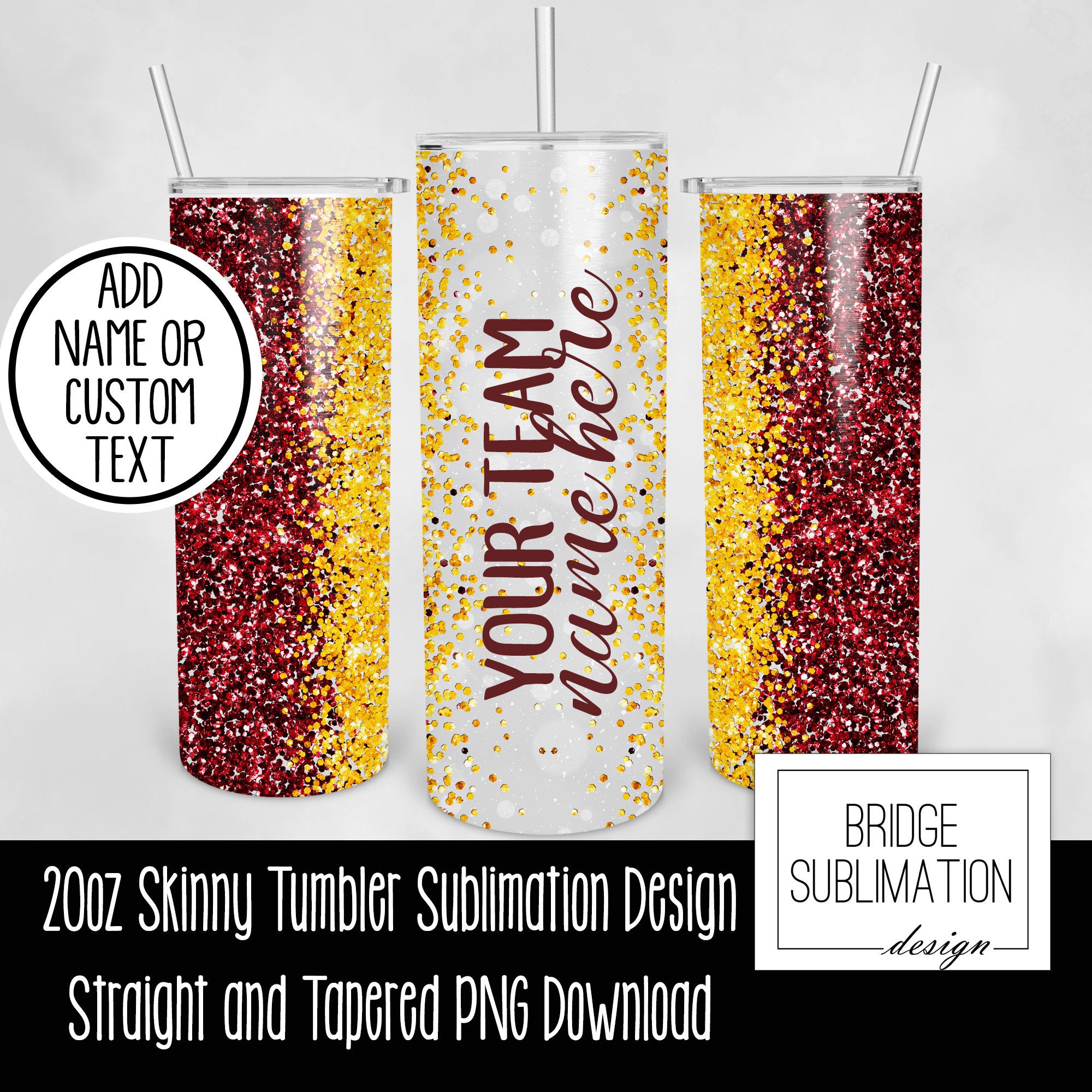 Maroon & Gold Team Tumbler PNG 20oz Skinny Tumbler - Etsy