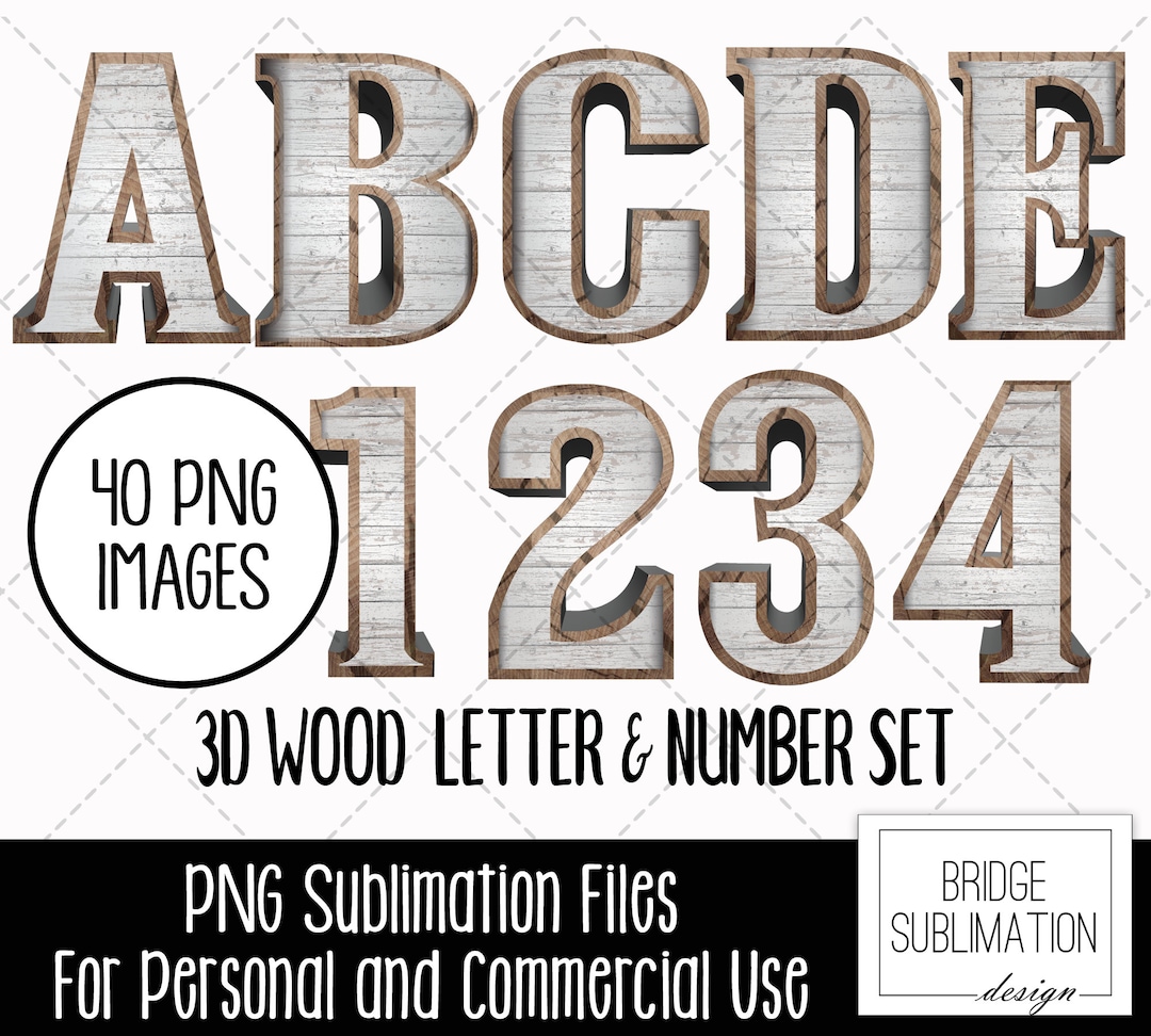 3D Wood Letters, Rustic Wood Letters & Numbers, Barn Wood Sublimation ...