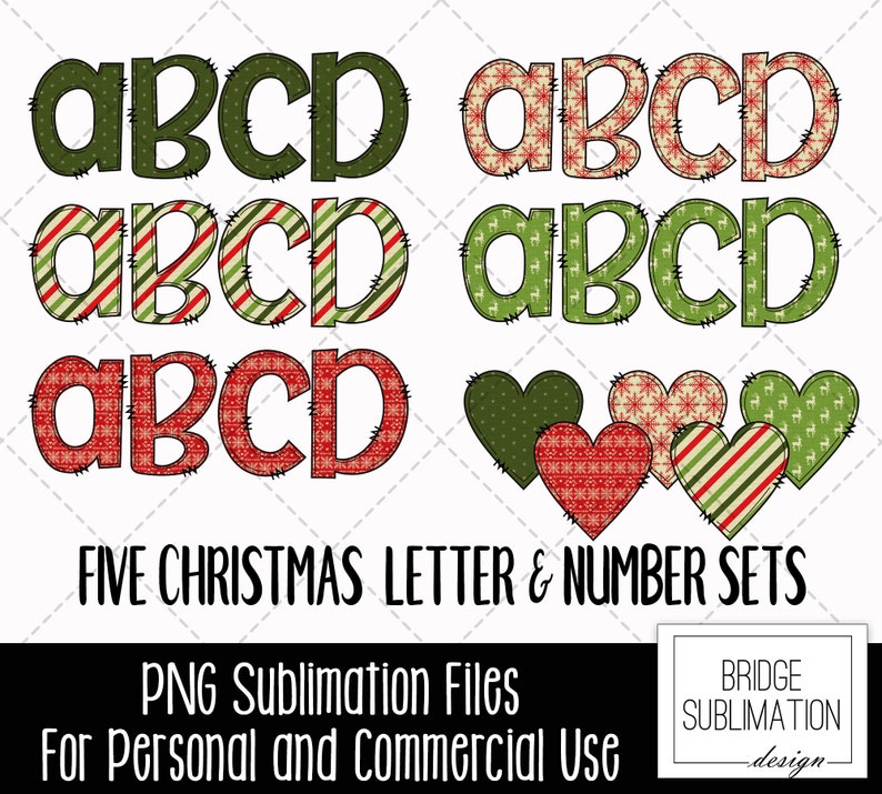 Christmas Alphabet PNG Christmas PNG Letters Numbers & - Etsy