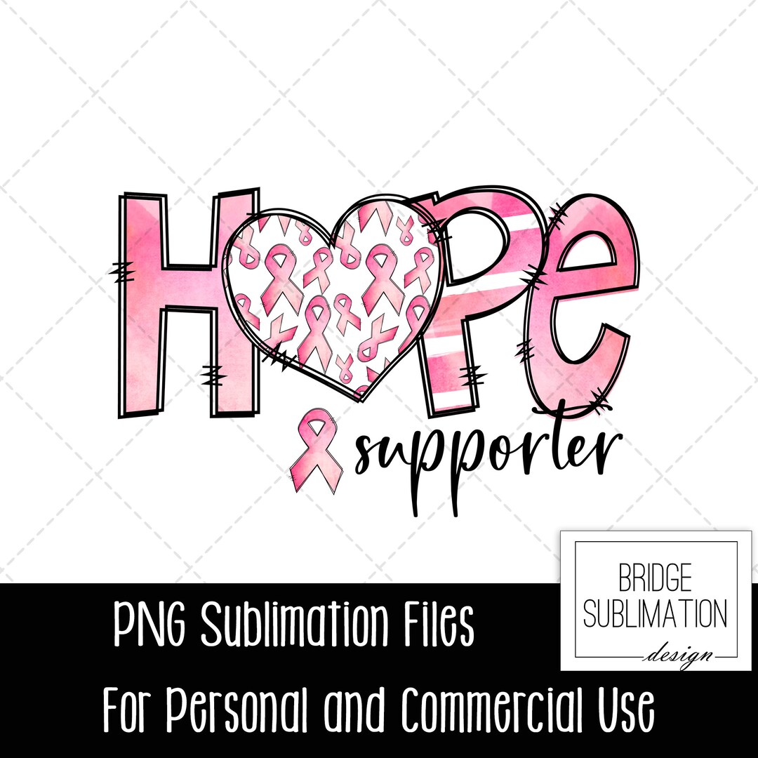 Pink Hope PNG, Breast Cancer Awareness Sublimation Design, Pink Ribbon ...