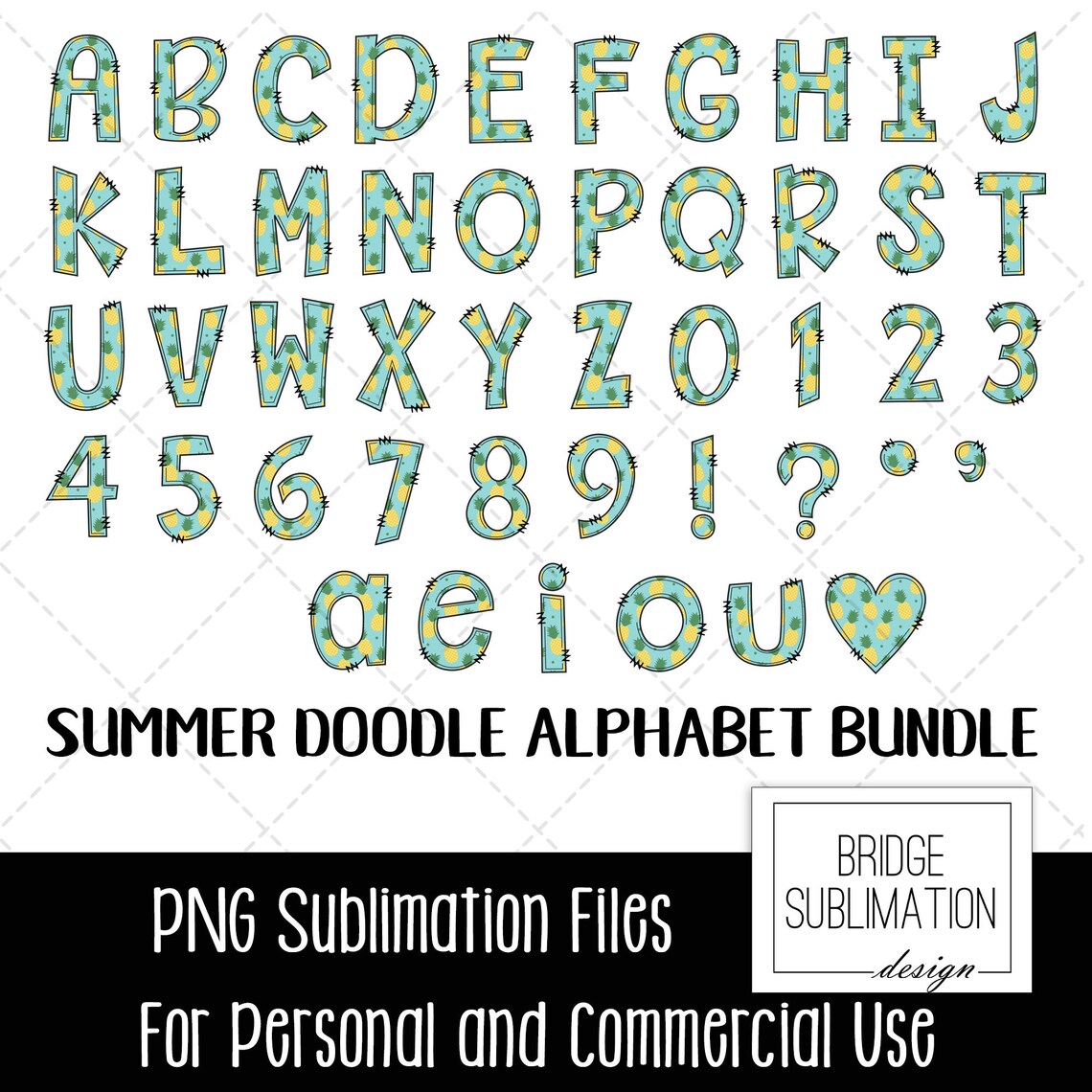 Summer Doodle Alphabet Bundle Summer PNG Letters Numbers & - Etsy