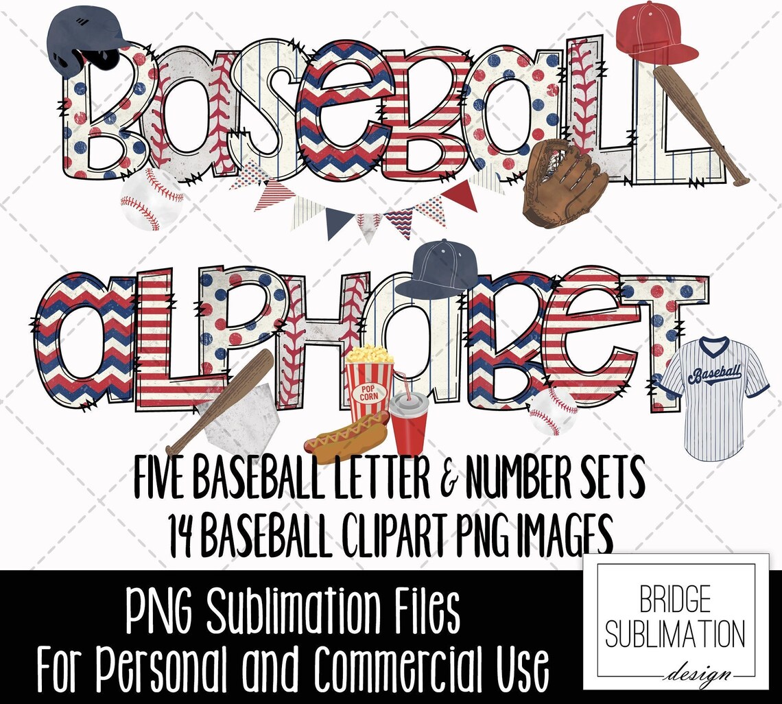 Baseball Doodle Alphabet Bundle Baseball PNG Letters Numbers - Etsy