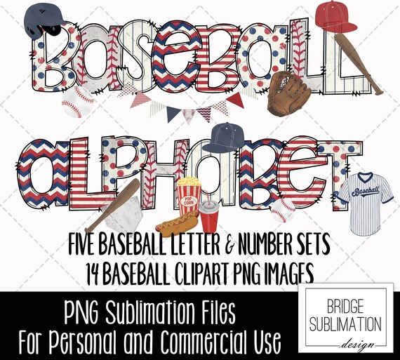 Baseball Doodle Alphabet Bundle Baseball PNG Letters Numbers - Etsy