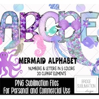 Mermaid Alphabet Bundle Png, Mermaid Doodle Letters Png, Mermaid ...
