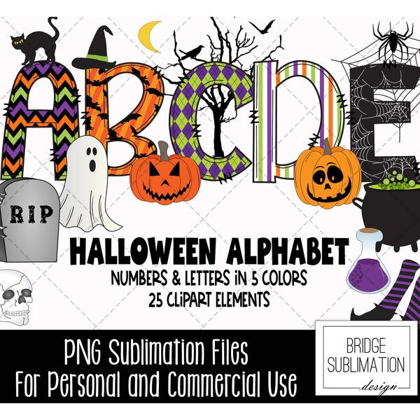 Halloween Doodle Alphabet - Etsy