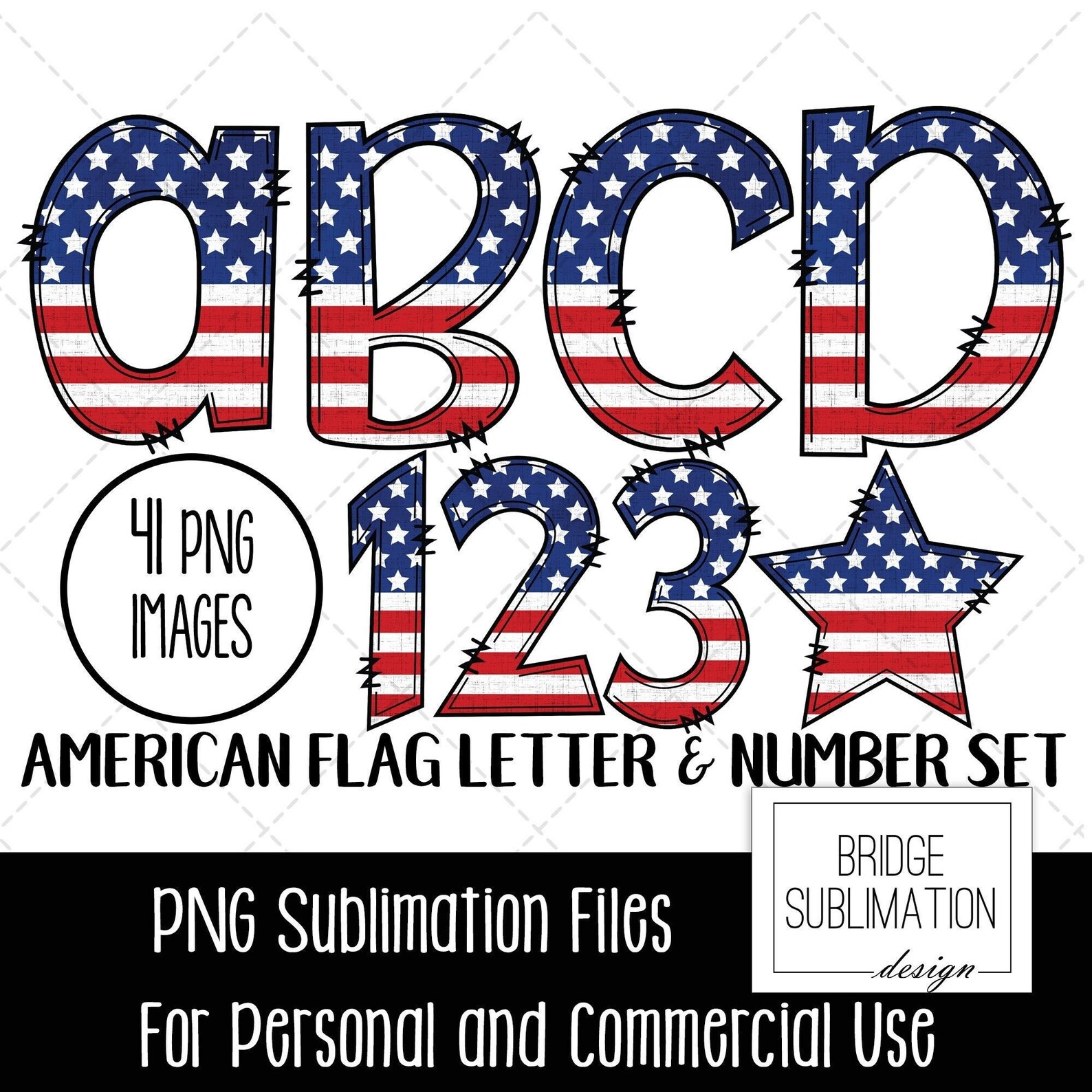 American Flag Letters & Numbers Patriotic Doodle Alphabet - Etsy