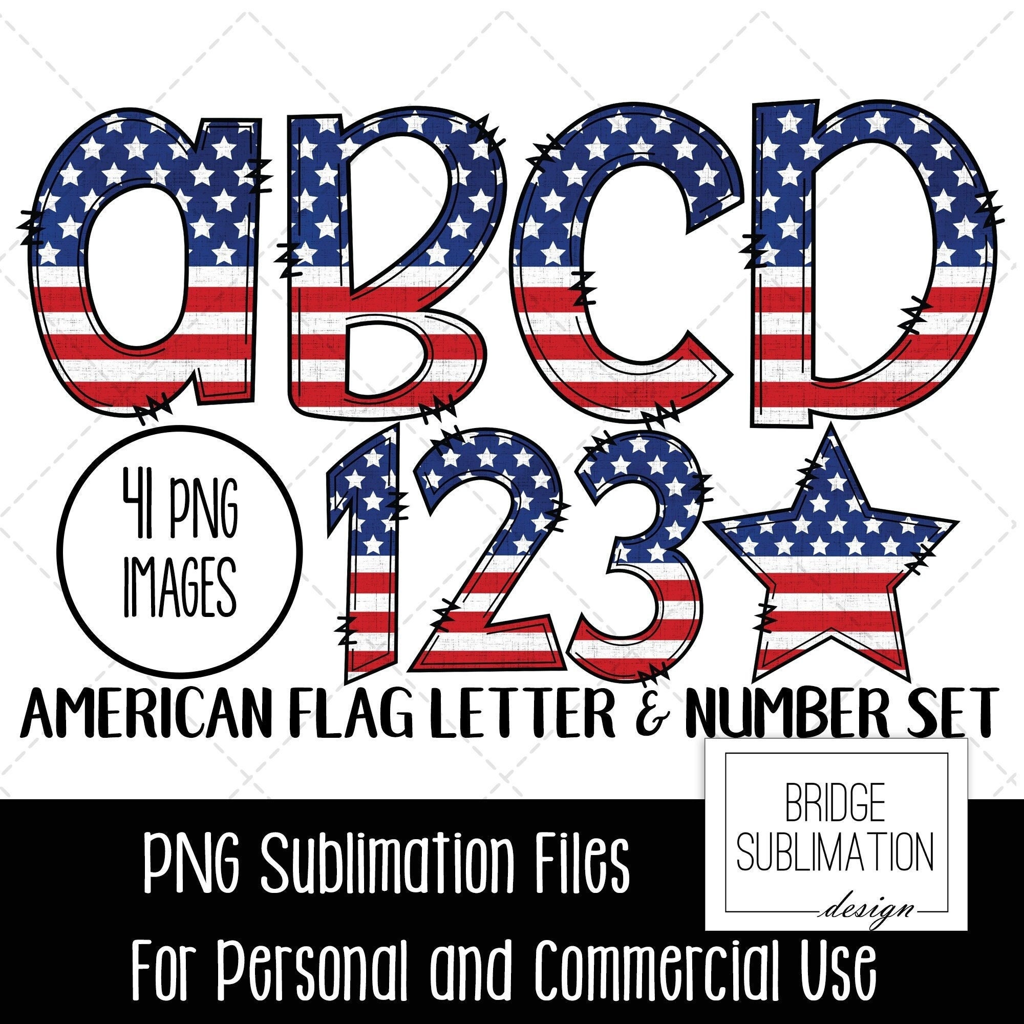 American Flag Letters & Numbers Patriotic Doodle Alphabet - Etsy