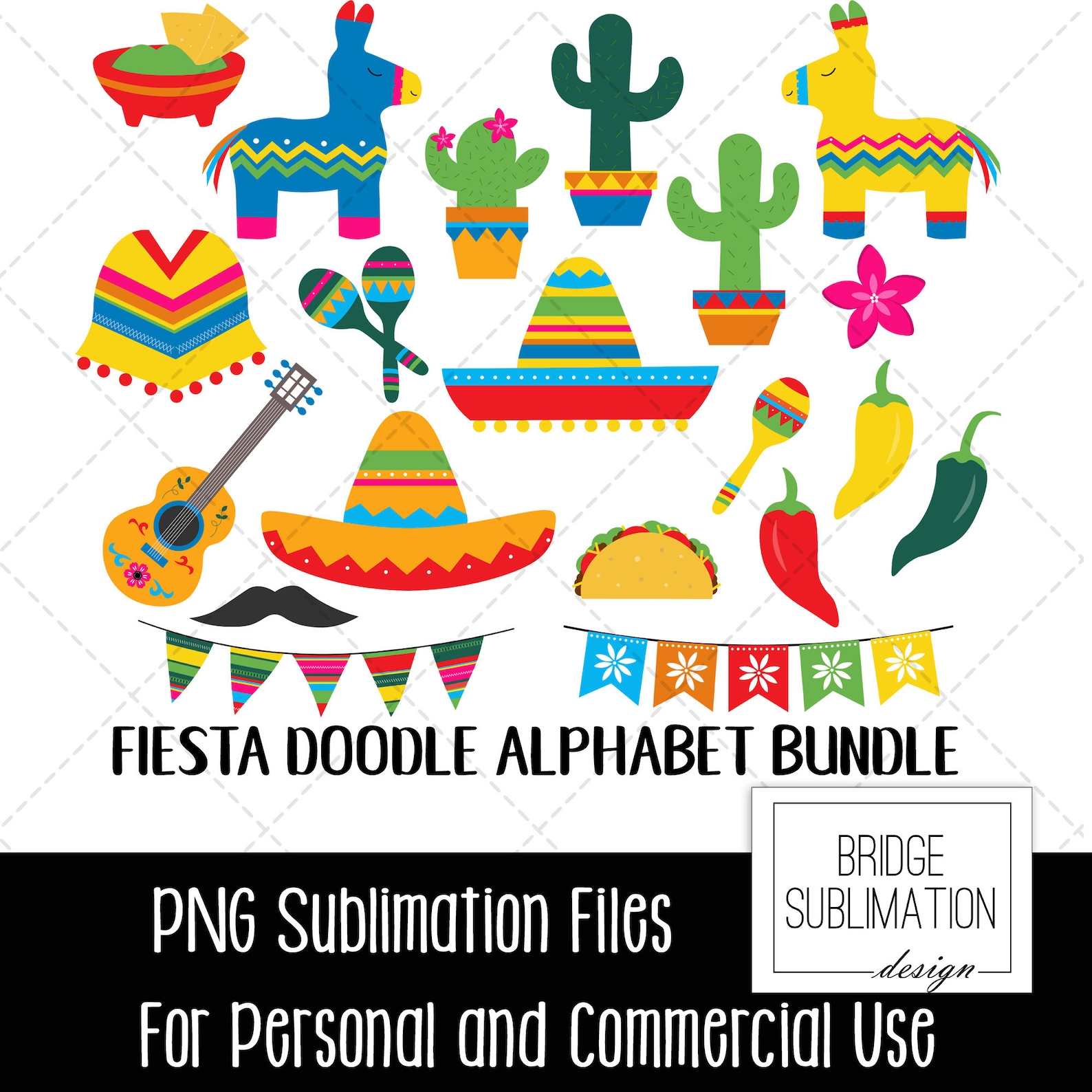 Fiesta Doodle Alphabet Bundle Fiesta PNG Letters Numbers & - Etsy