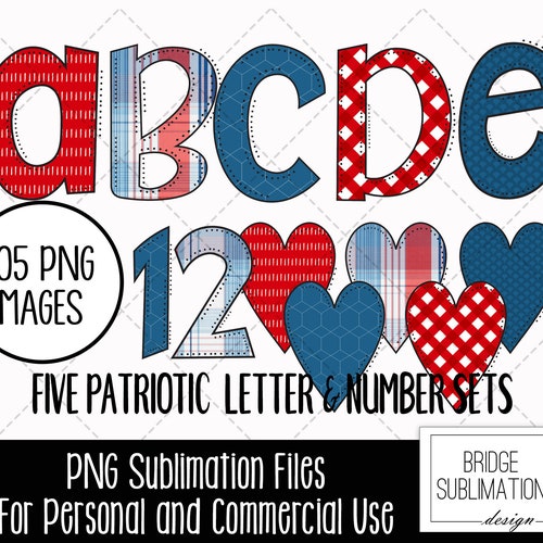 American Flag Letters & Numbers Patriotic Doodle Alphabet - Etsy