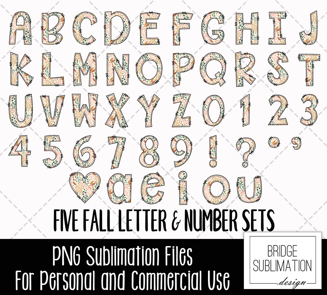 Boho Fall Doodle Letters Bundle Autumn Alphabet PNG Fall - Etsy