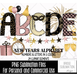 New Year's Alphabet PNG, New Years PNG Letters, Numbers & Accessories ...