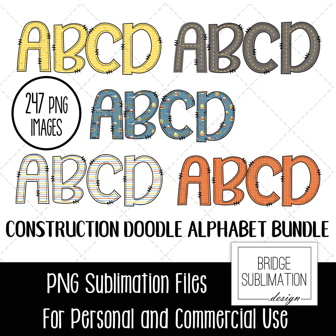 Construction Doodle Alphabet Bundle Construction PNG Letters - Etsy