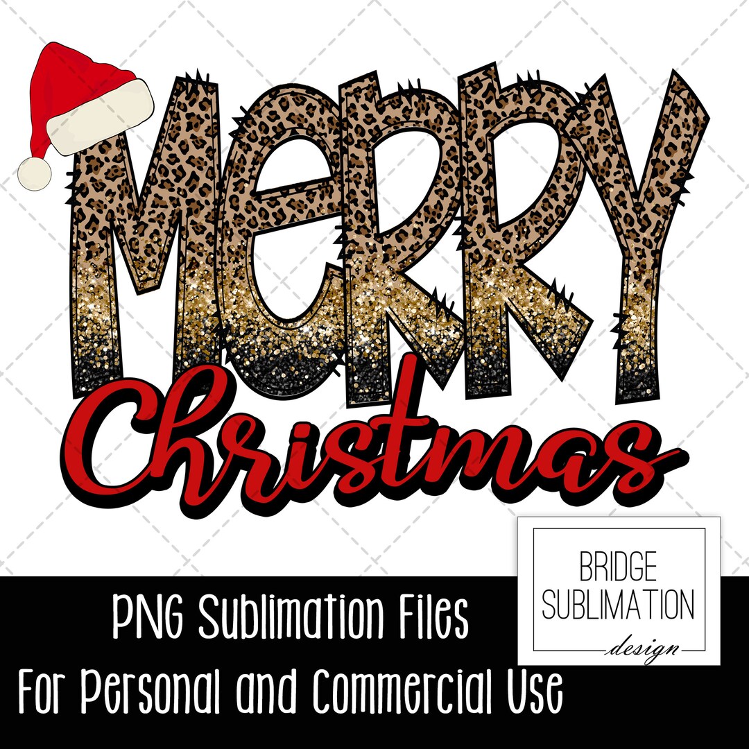 Merry Christmas Leopard PNG, Christmas Sublimation Design, Santa Hat ...