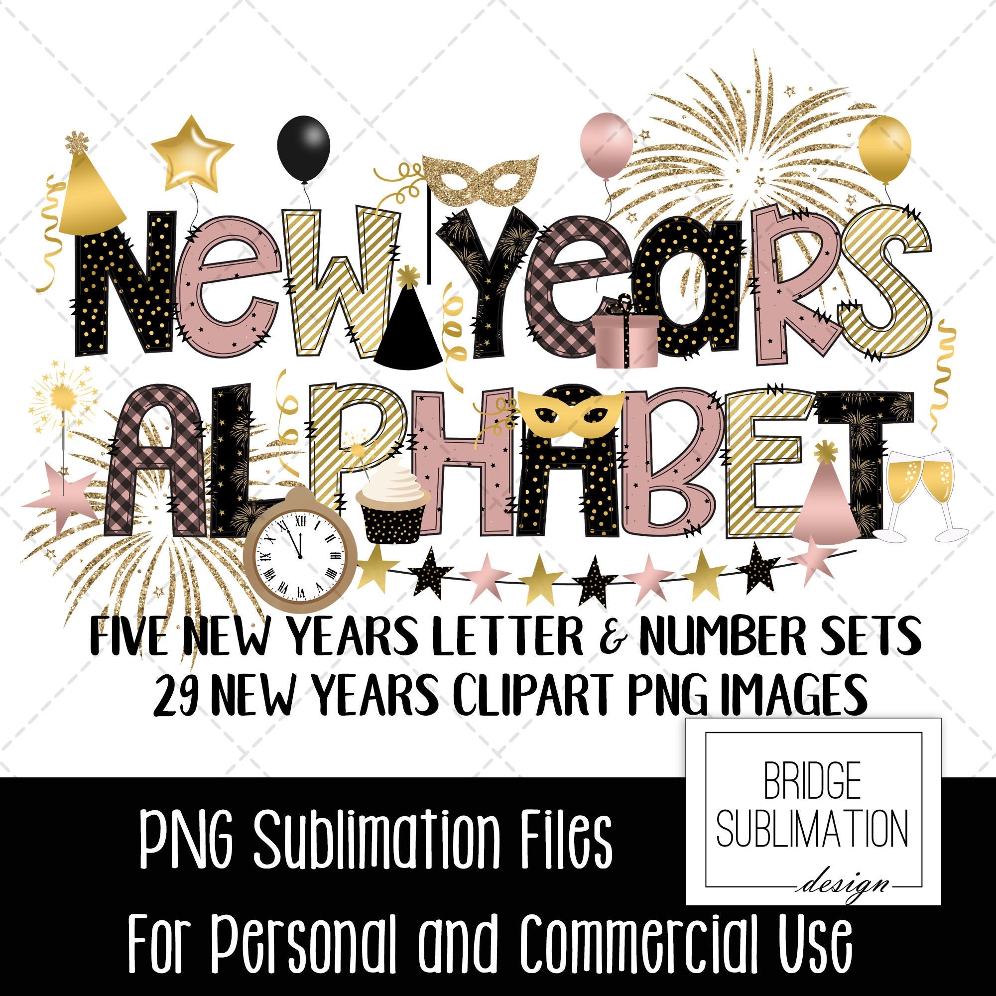 New Year's Alphabet PNG New Years PNG Letters Numbers & - Etsy
