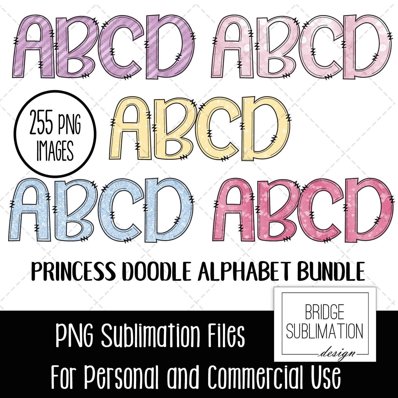 Princess Doodle Alphabet Bundle, Princess PNG Letters, Numbers ...