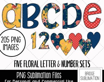 Spring Doodle Alphabet Bundle Spring PNG Letters Numbers & - Etsy