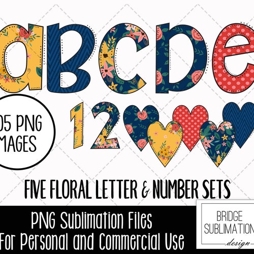 BUNDLE Spring Floral Alphabet PNG Doodle Alpha Doodle - Etsy