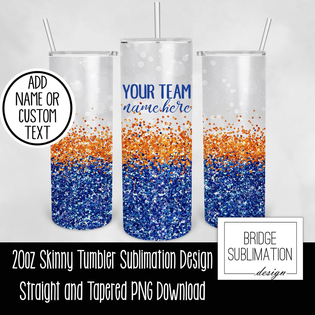 Orange & Blue Team 20oz Skinny Tumbler Sublimation Design Template ...
