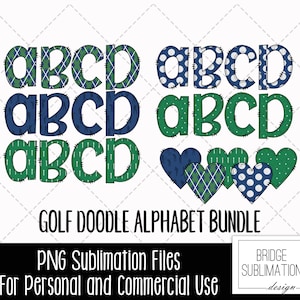 Golf Doodle Alphabet Bundle, Golf PNG Letters, Numbers & Accessories ...