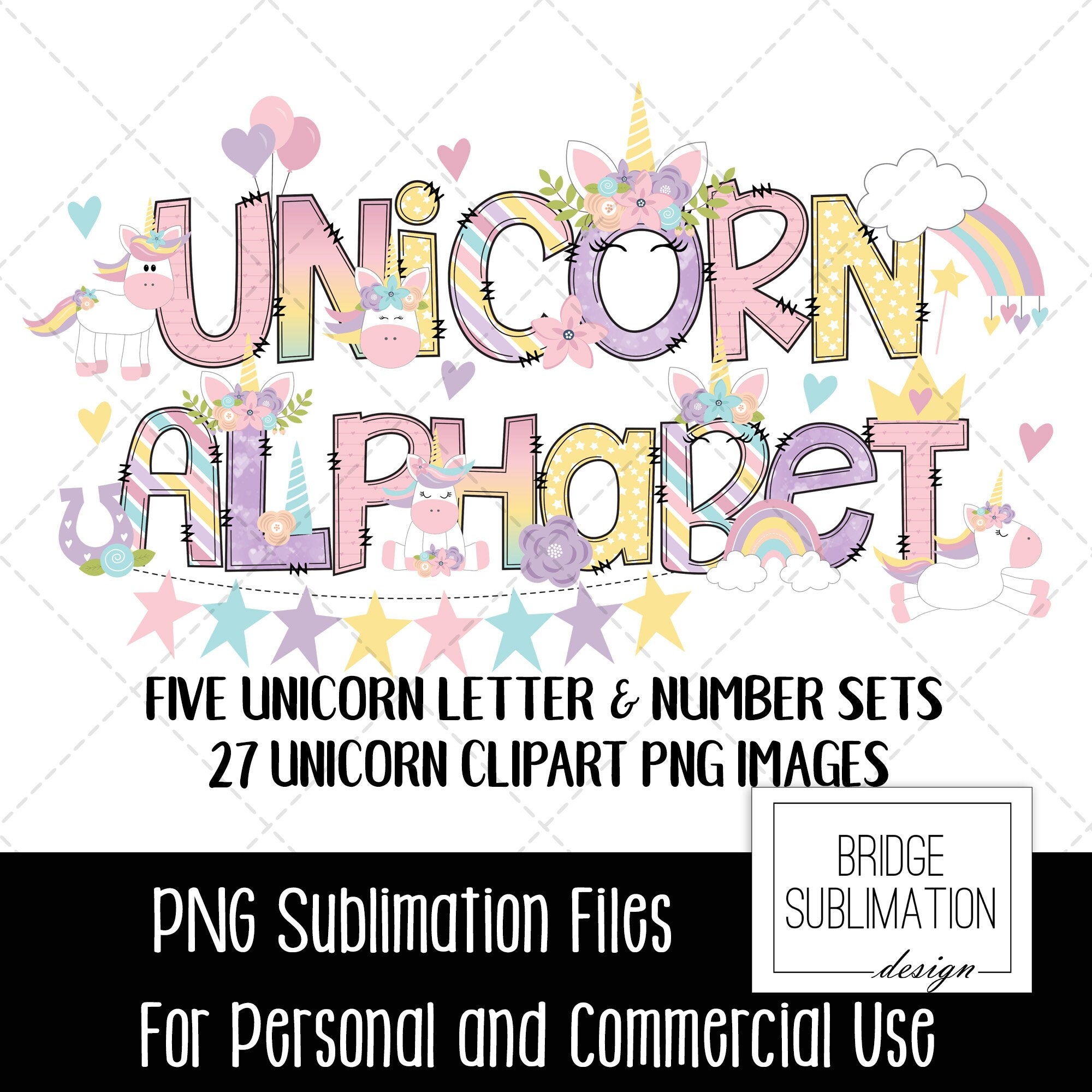 Unicorn Doodle Alphabet Bundle Unicorn Font Unicorn PNG - Etsy