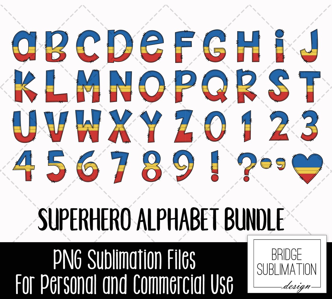 Superhero Doodle Alphabet Bundle Superhero PNG Letters - Etsy