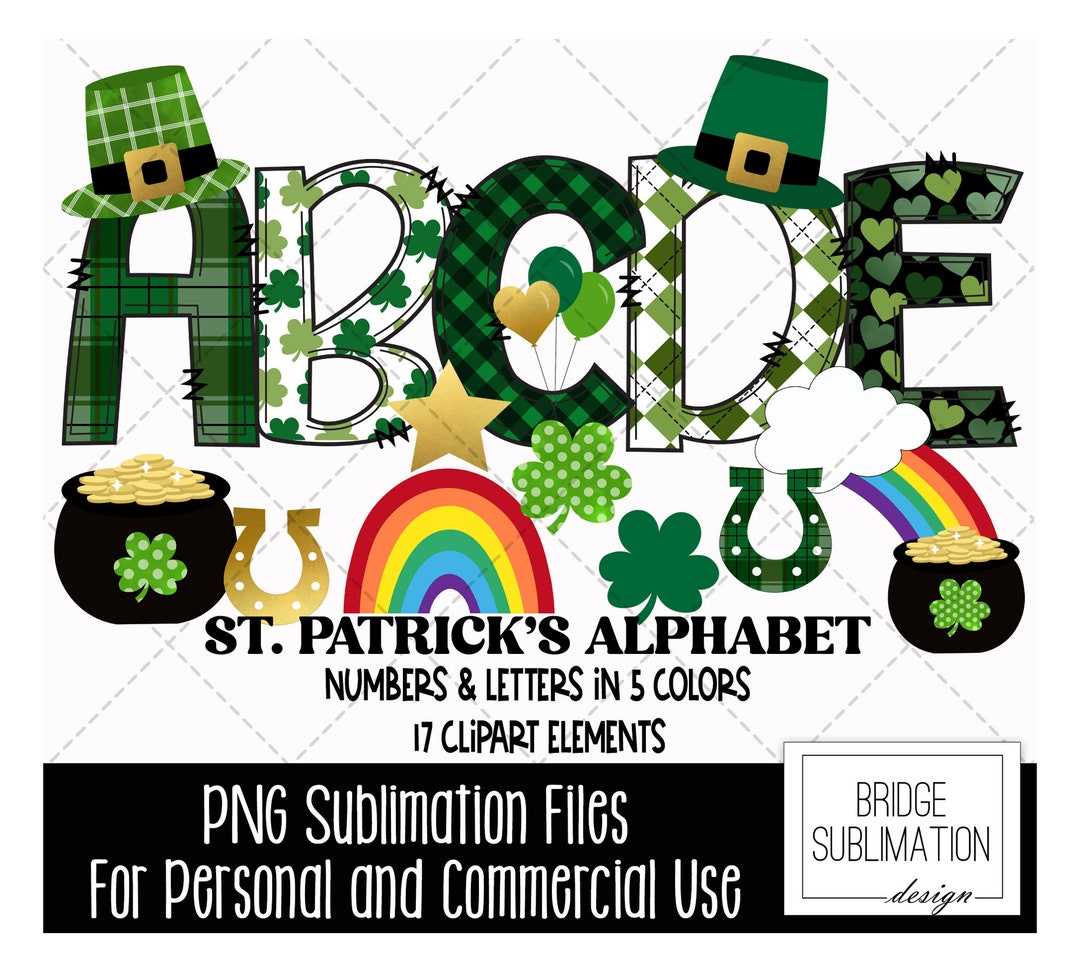 St Patrick's Day Doodle Alphabet Bundle, St Patrick's Letters, Numbers ...