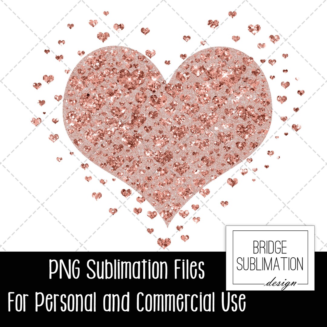 Valentine Rose Gold Heart PNG, Valentine Sublimation Design, Pink ...