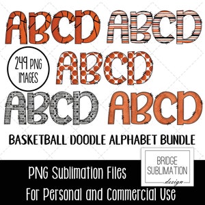 Basketball Doodle Alphabet Bundle, Basketball PNG Letters, Numbers ...