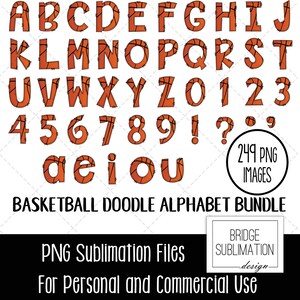 Basketball Doodle Alphabet Bundle, Basketball PNG Letters, Numbers ...