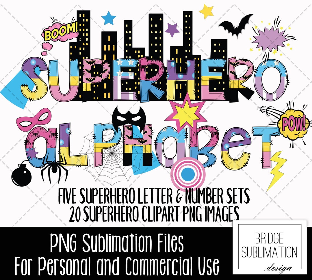 Superhero Doodle Alphabet Bundle Superhero PNG Letters - Etsy