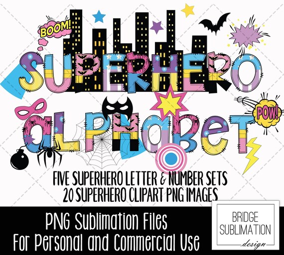 Superhero Doodle Alphabet Bundle Superhero PNG Letters - Etsy